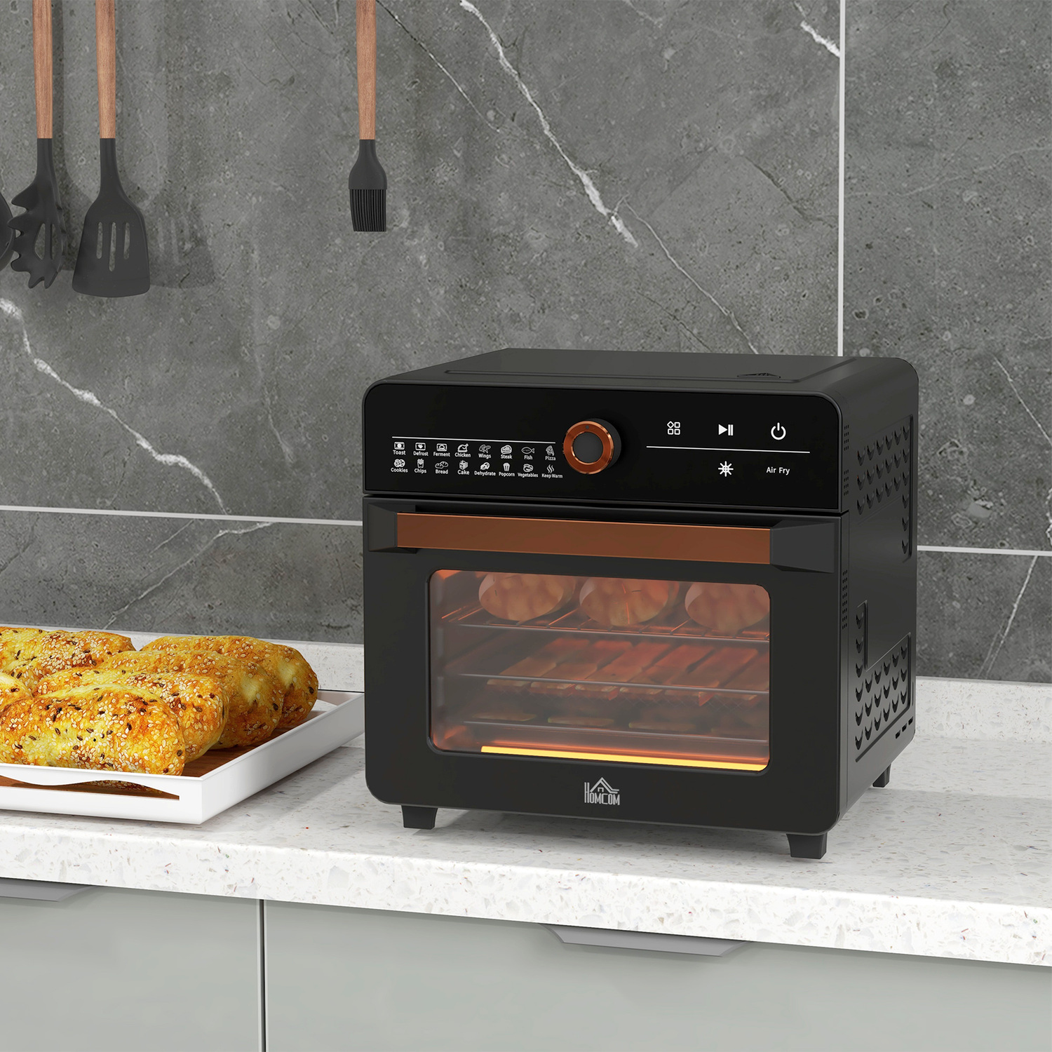 HOMCOM Air Fryer Oven Multifunction Mini Oven with 17 presets