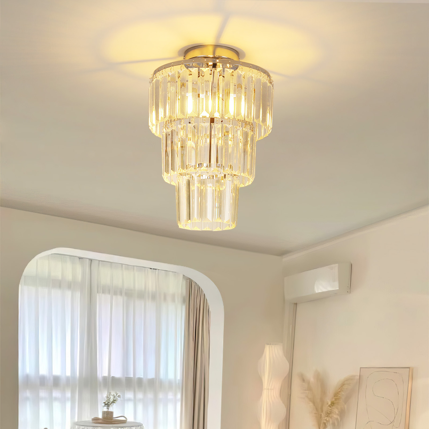 Chrome Crystal Mount Ceiling Light