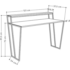 FWStyle Home Office Modern Student Study Desk Black Metal Frame