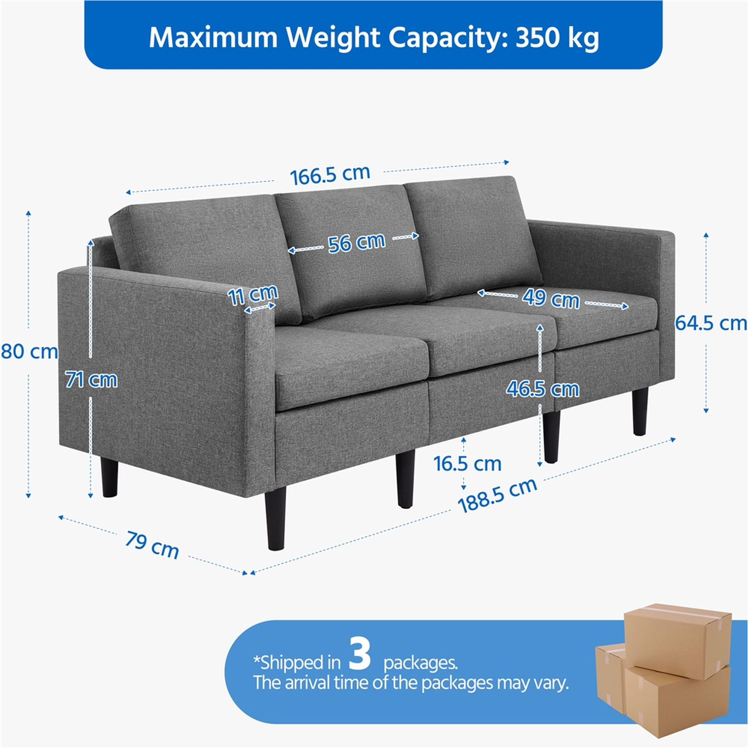 Contemporary 3-Seater Sofa