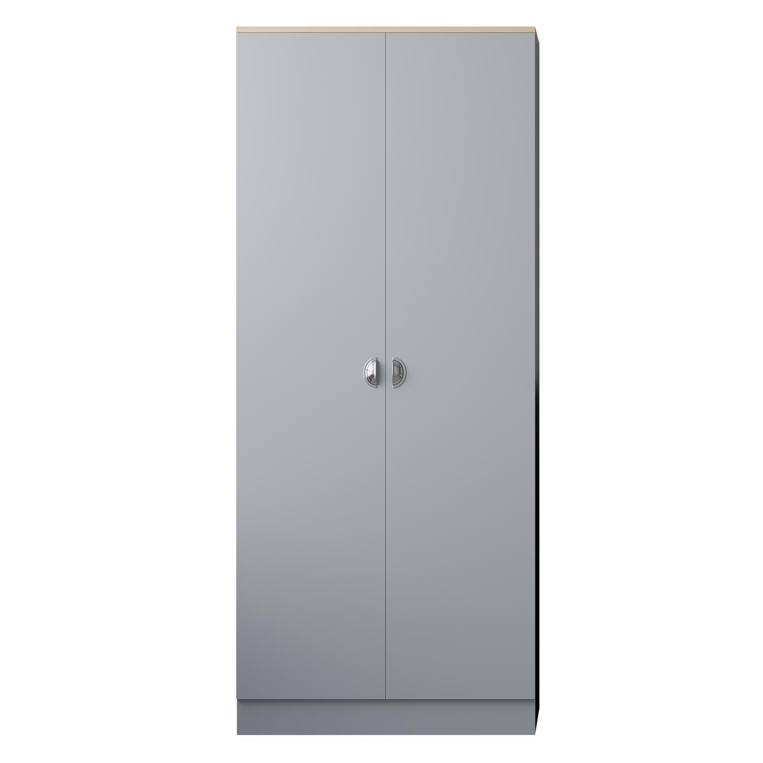 FWStyle 2 Door Double Wardrobe Matt Grey Oak Top