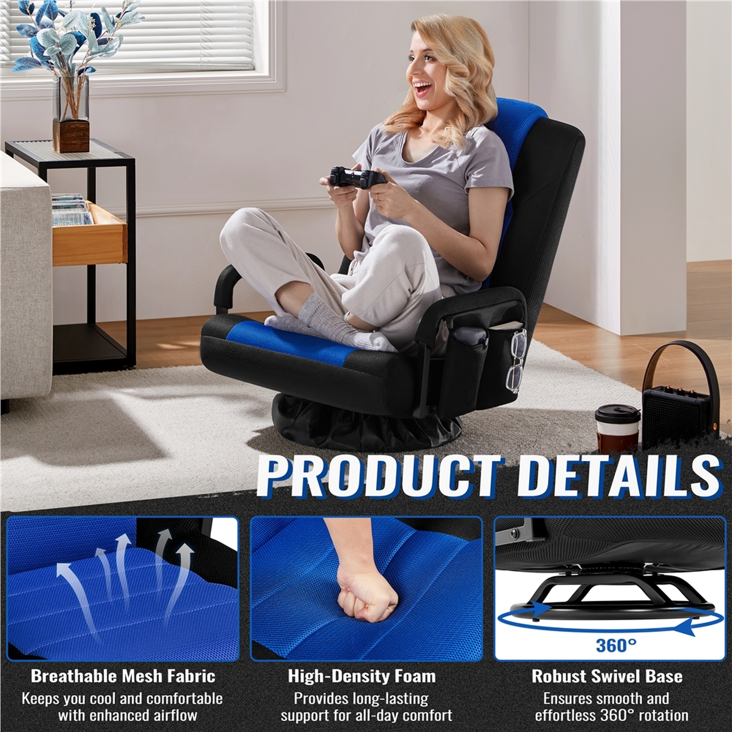 Floor Gaming Chair with Adjustable Backrest
