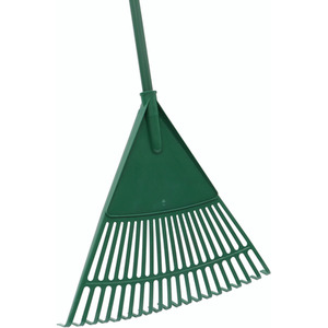 JVL Outdoor Garden Lawn Leaf Rake with Telescopic Handle, Green