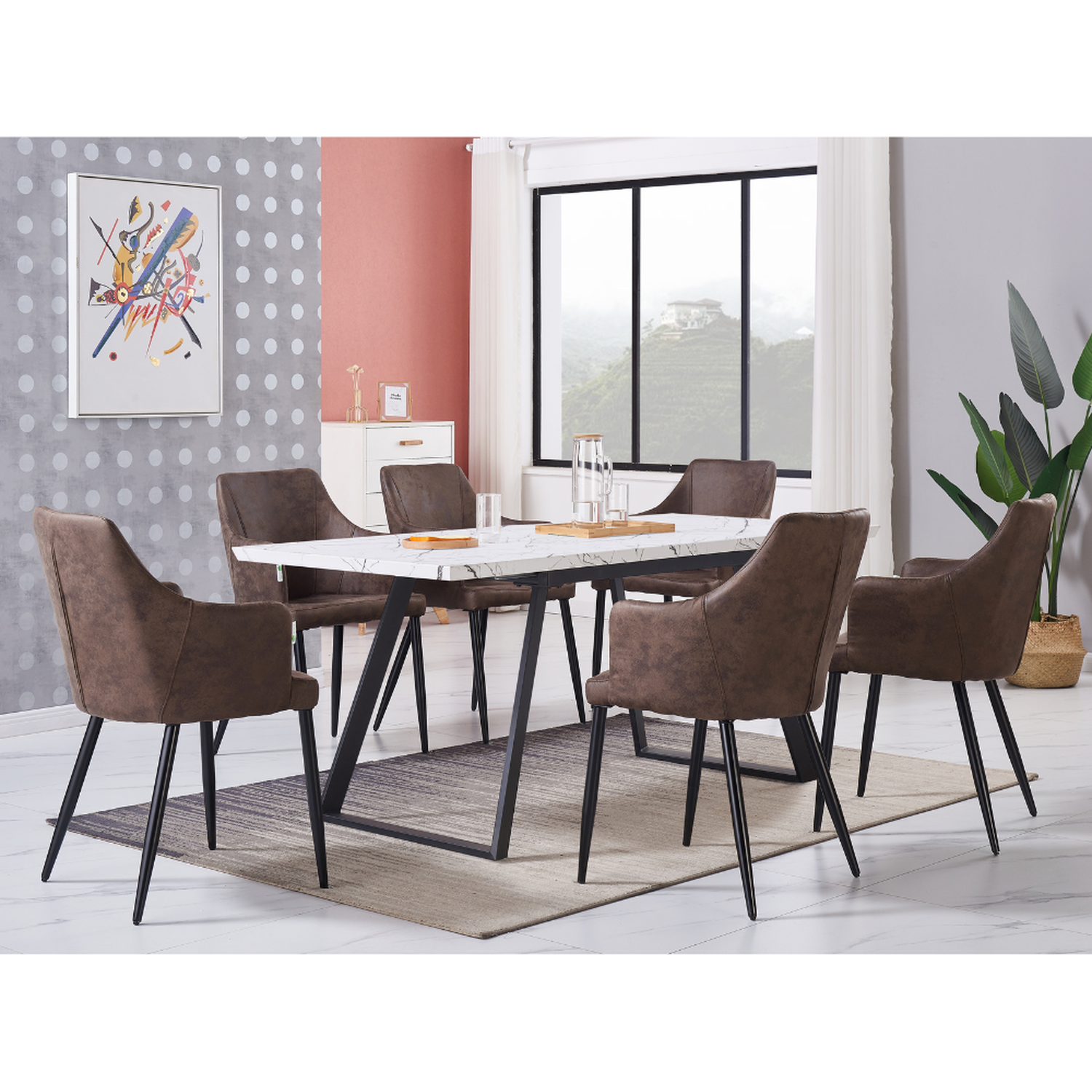 Zarah Toga LUX Dining Set Includes a Table and 6 Chairs