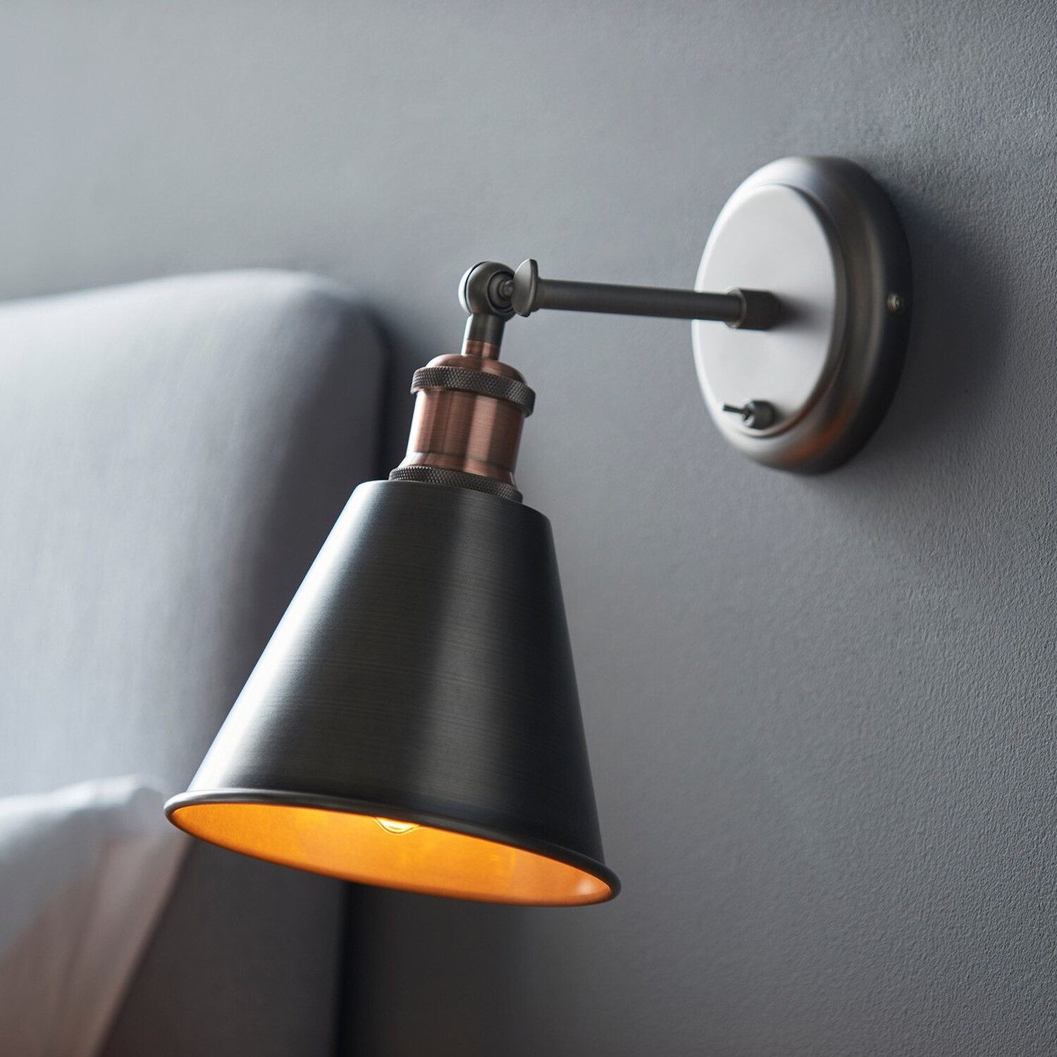Hal Metal Wall Lamp Aged Pewter Aged Copper Plate