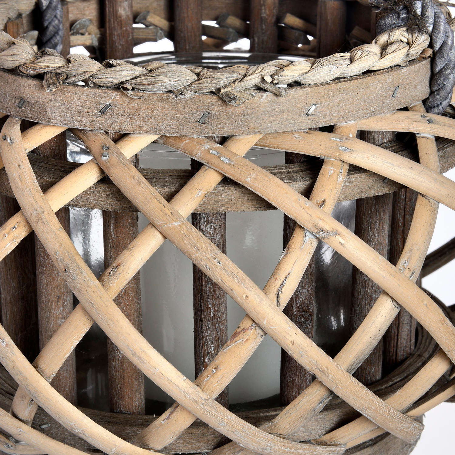 Small Wicker Basket Lantern - Rustic Decor - Coastal Accent