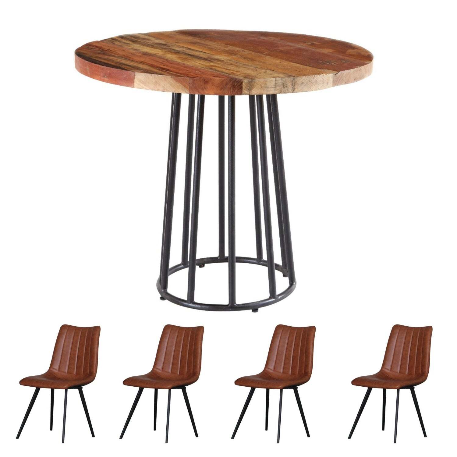 Reclaimed Boat Small Wood Square Dining Table Set With 4 Chairs