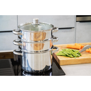 KitchenCraft Stainless Steel Three Tier Steamer, 22cm