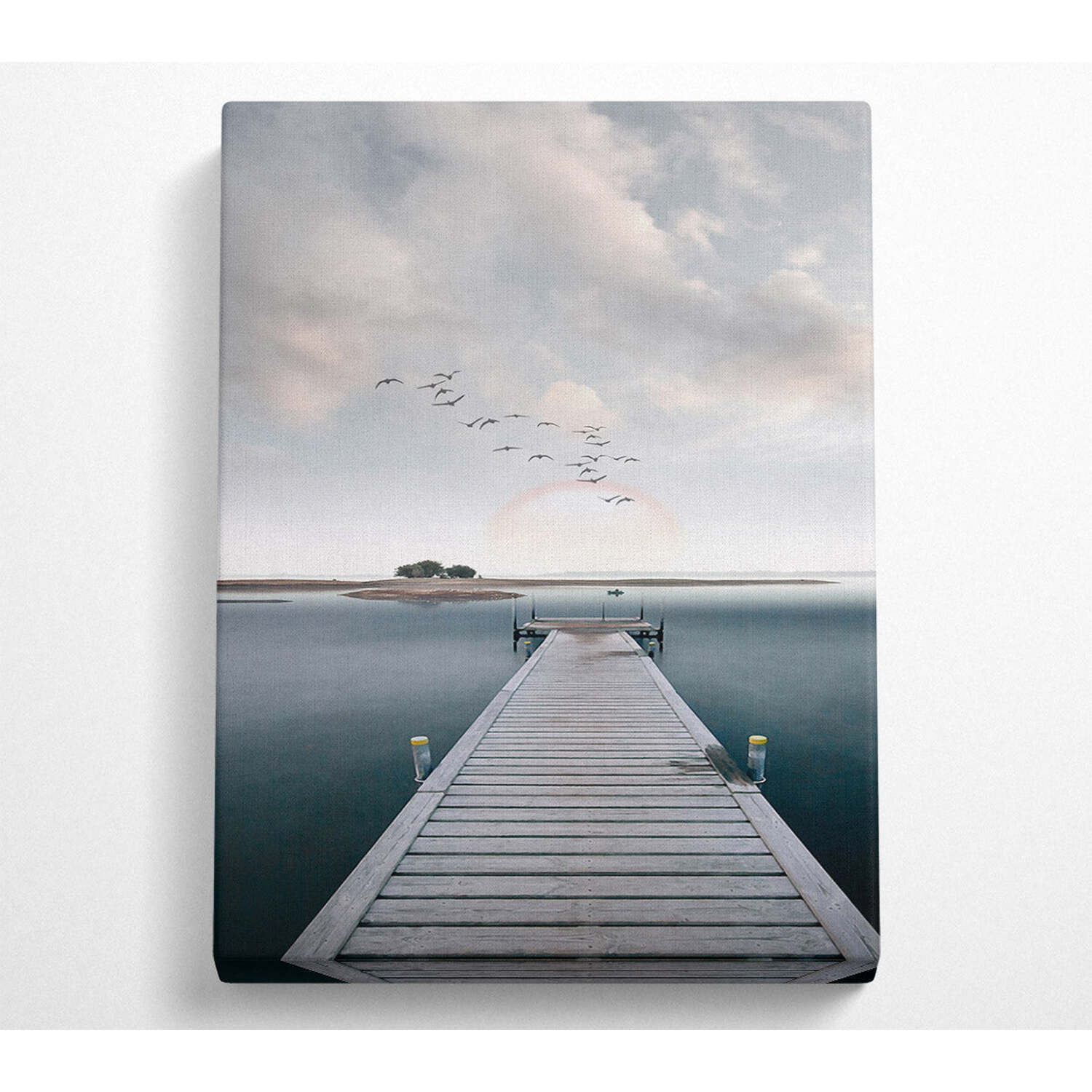 Board Walk View On Lake Canvas Print