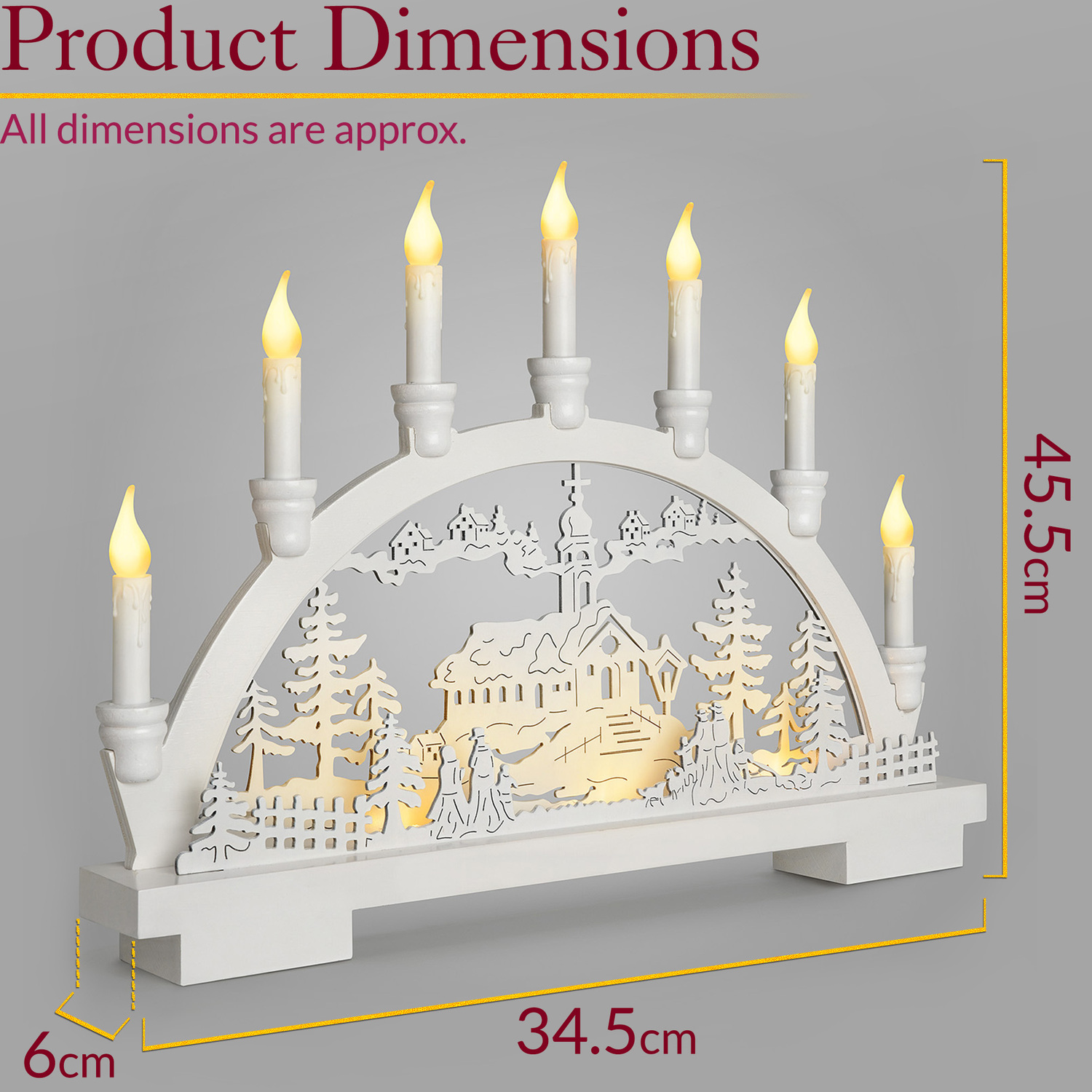 Christmas Candle Arch Bridge with Winter Village Scene