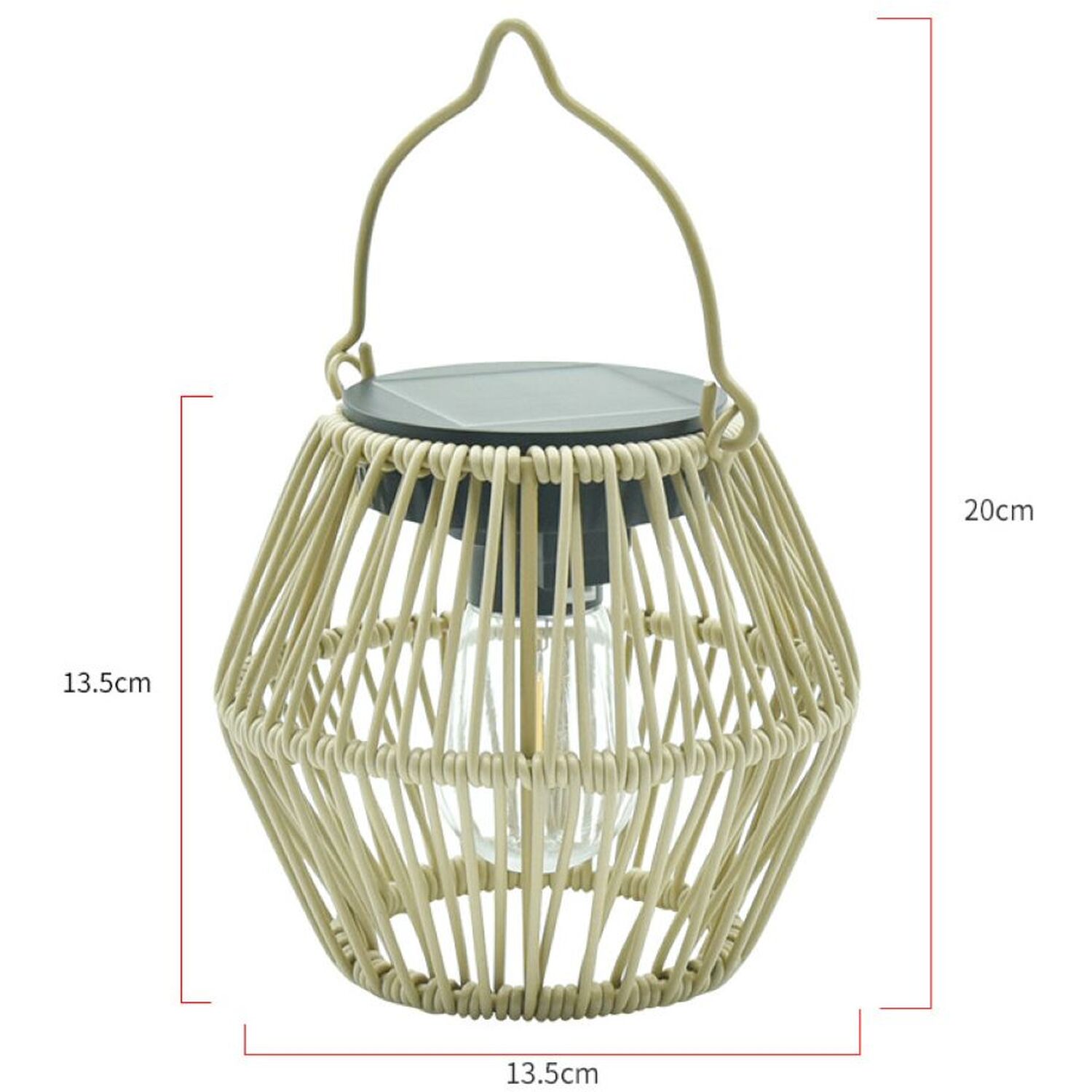 Solar Bamboo Carrying Basket Night Light Decorate Outdoor Courtyard
