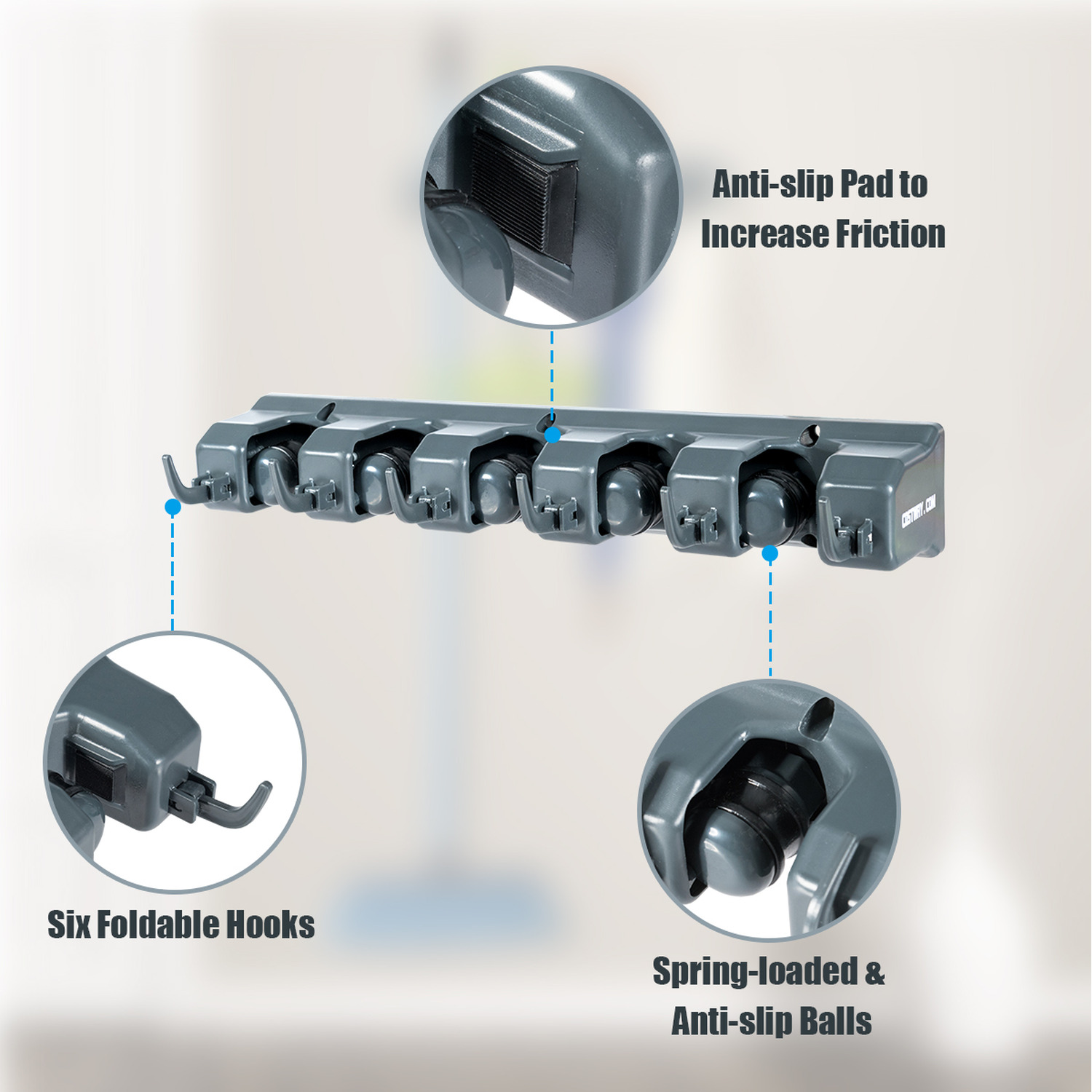Wall-Mounted Broom Holder-Dark Gray