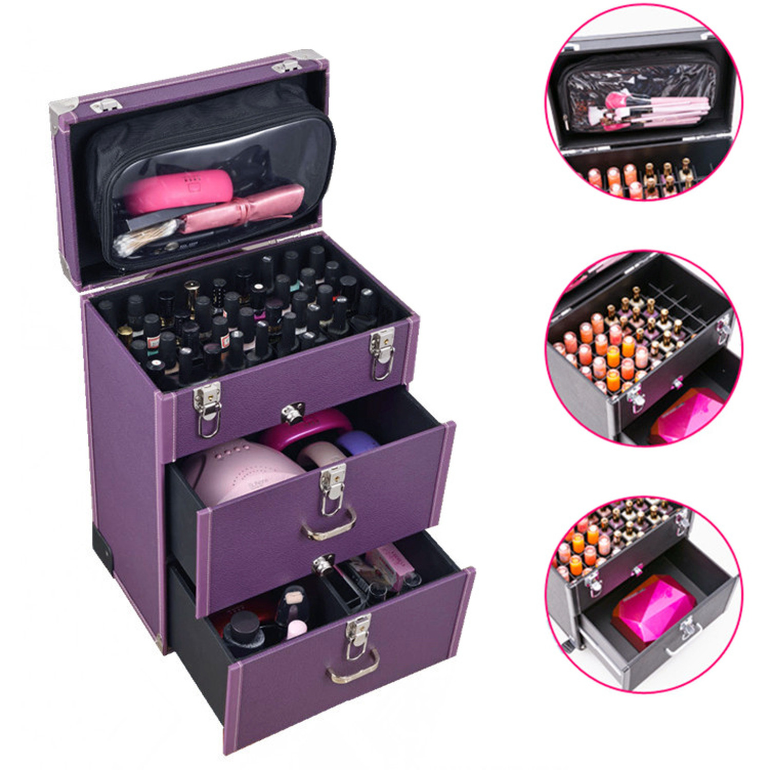 Professional PU Leather Vanity Trolley