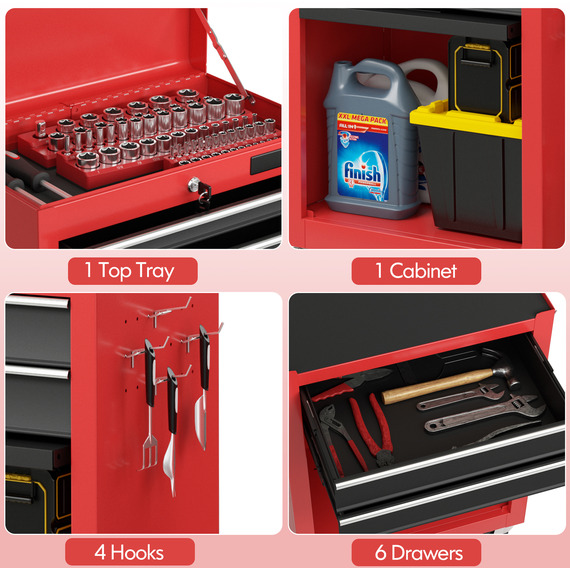 6-Drawer Rolling Tool Chest Tool Storage Cabinet