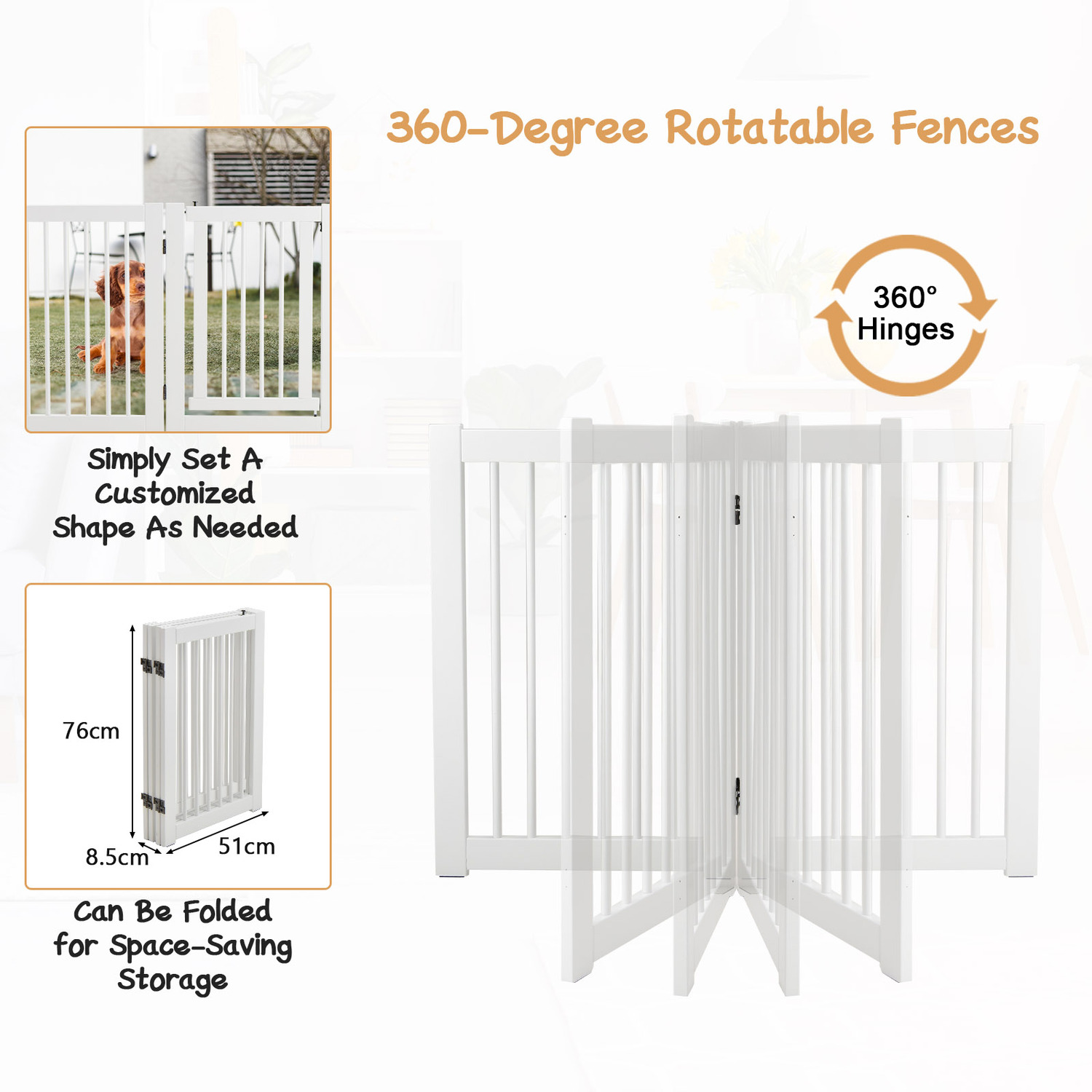 4 Panels Freestanding Pet Gate