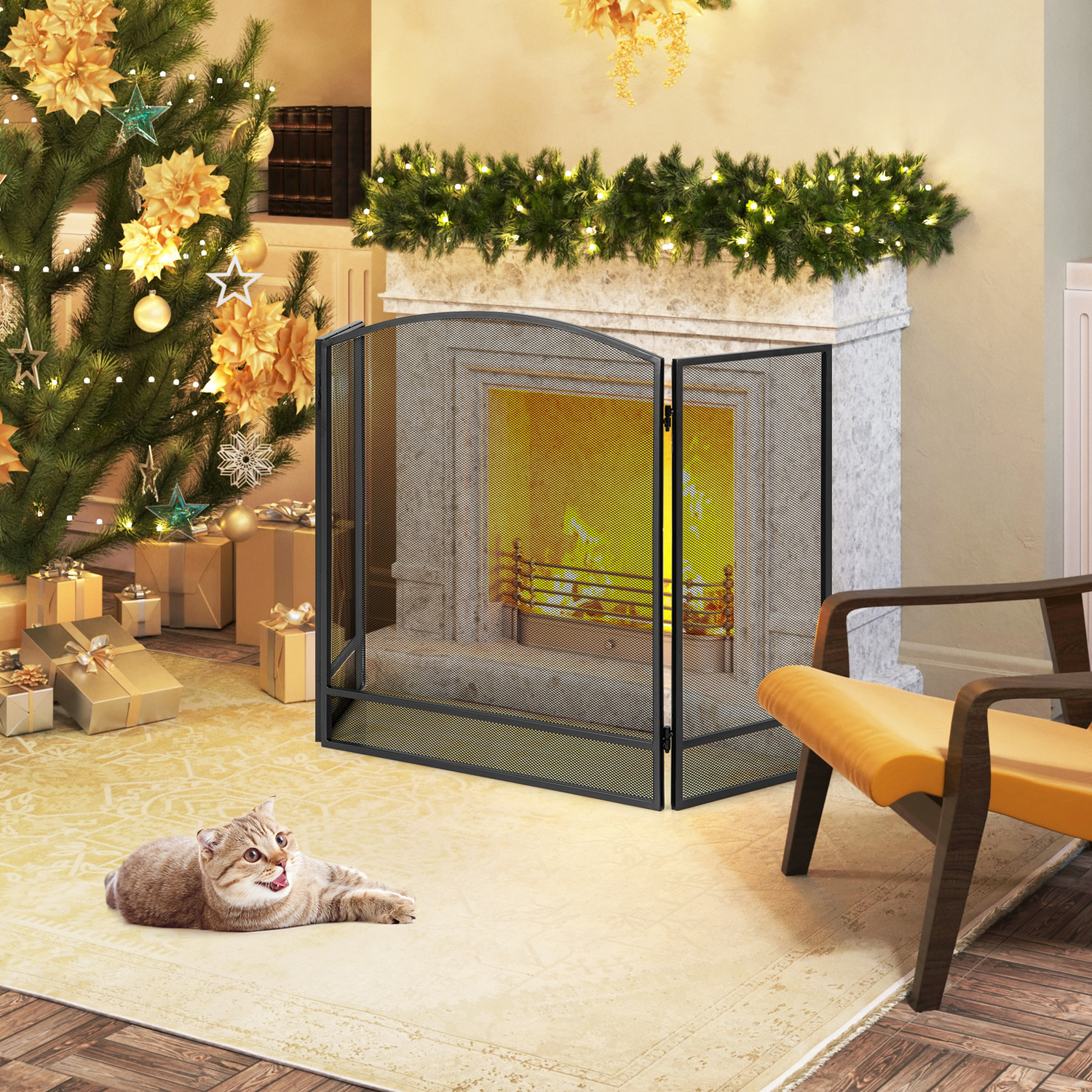3 Panel Folding Fireplace Screen Fireguards