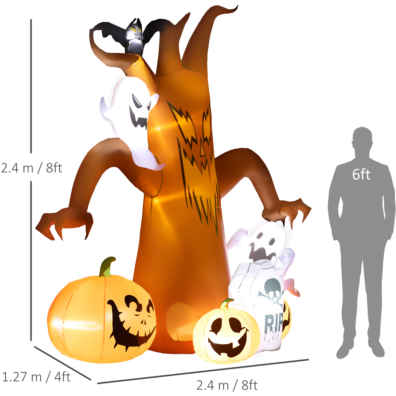 Outsunny 7.9FT Tall Inflatable Halloween Ghost Tree with LED Display