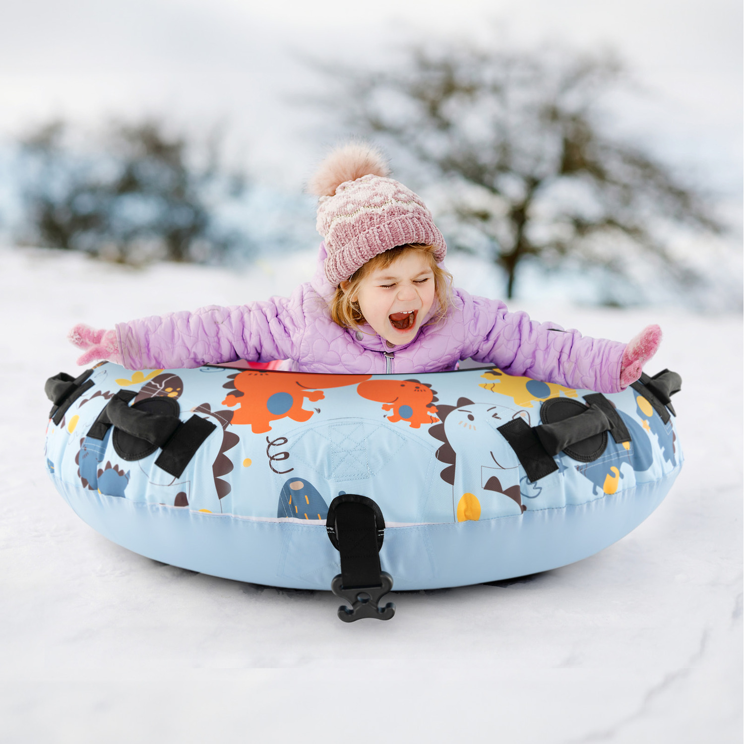 52-inch Inflatable Snow Tube Sled Ski Tube