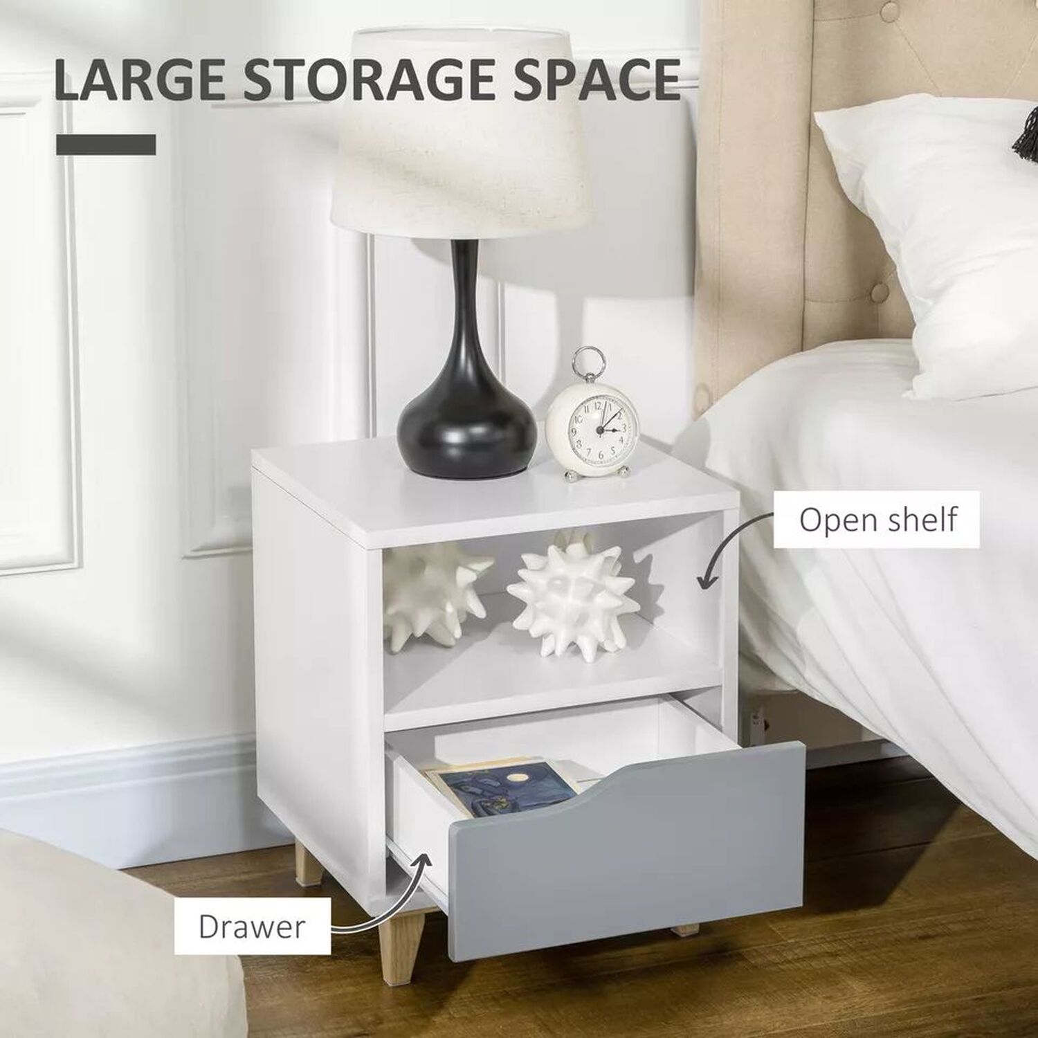 Modern Set of 2 Bedside Tables with Storage