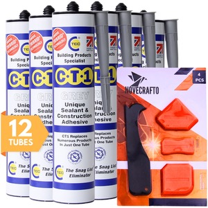 Sealant and Adhesive - Pack of 12 Tubes with 4-Piece Sealant Tool Kit