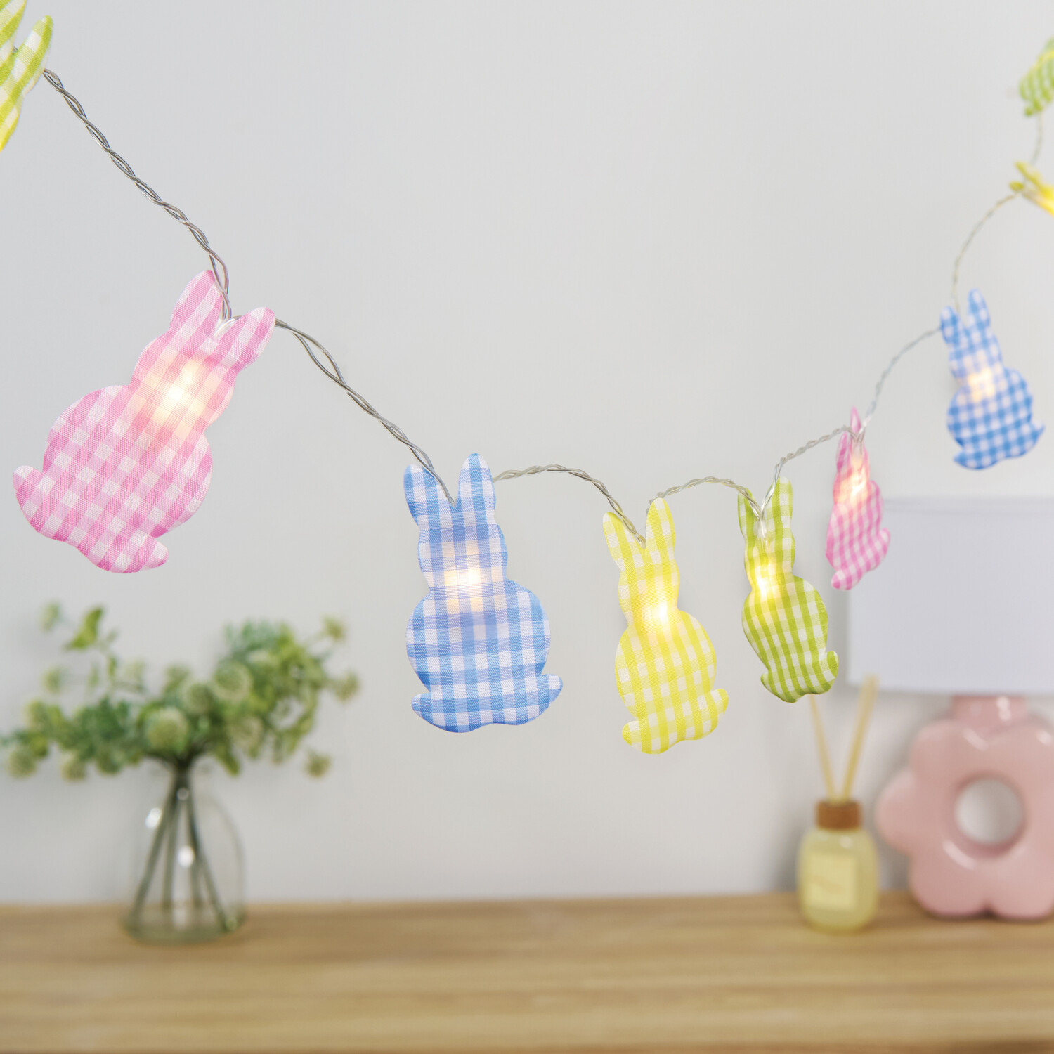 Gingham Easter Bunny String Lights