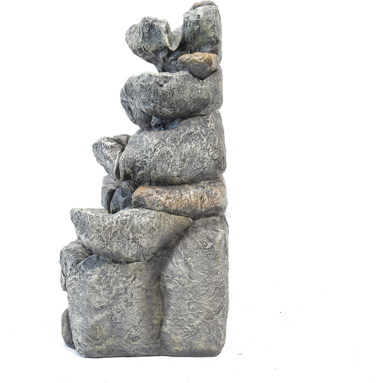 Solar-Powered Multi-Tier Rock Design Water Feature