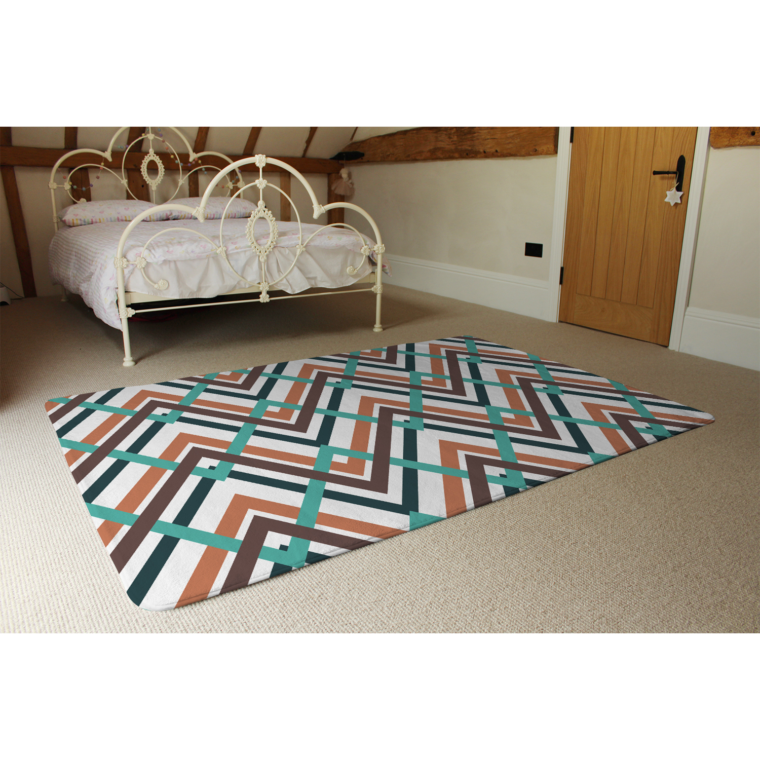 Coloured Geometric Zig Zag Rug