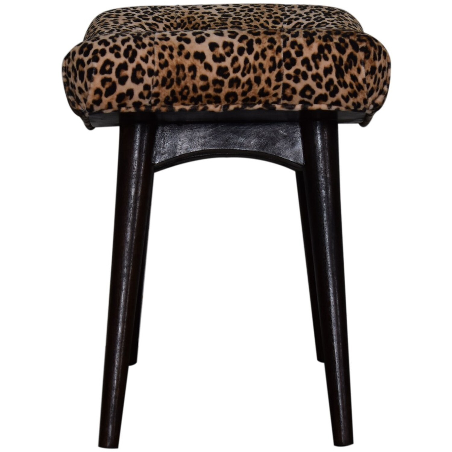 Modern Hand Crafted Leopard Print Curved Bench