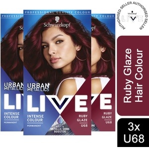 Schwarzkopf Live Intense Urban Metallics Permanent Hair Dye, U68 Ruby Glaze