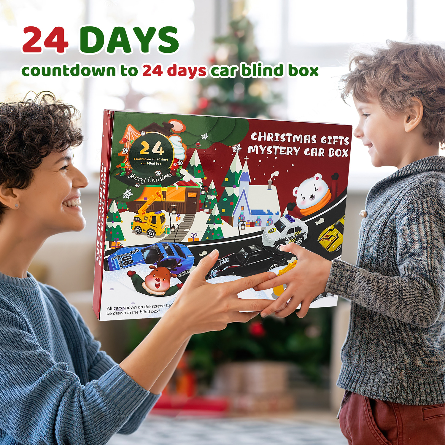 Christmas Countdown 24 Days Kids Play Vehicles 24 PCS Toys Cars