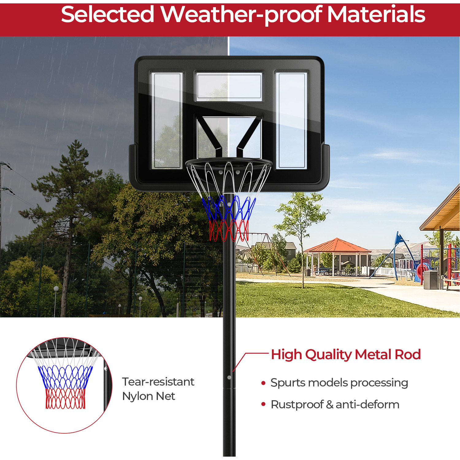 5.5-10FT Portable Basketball Hoop Basketball Goal System