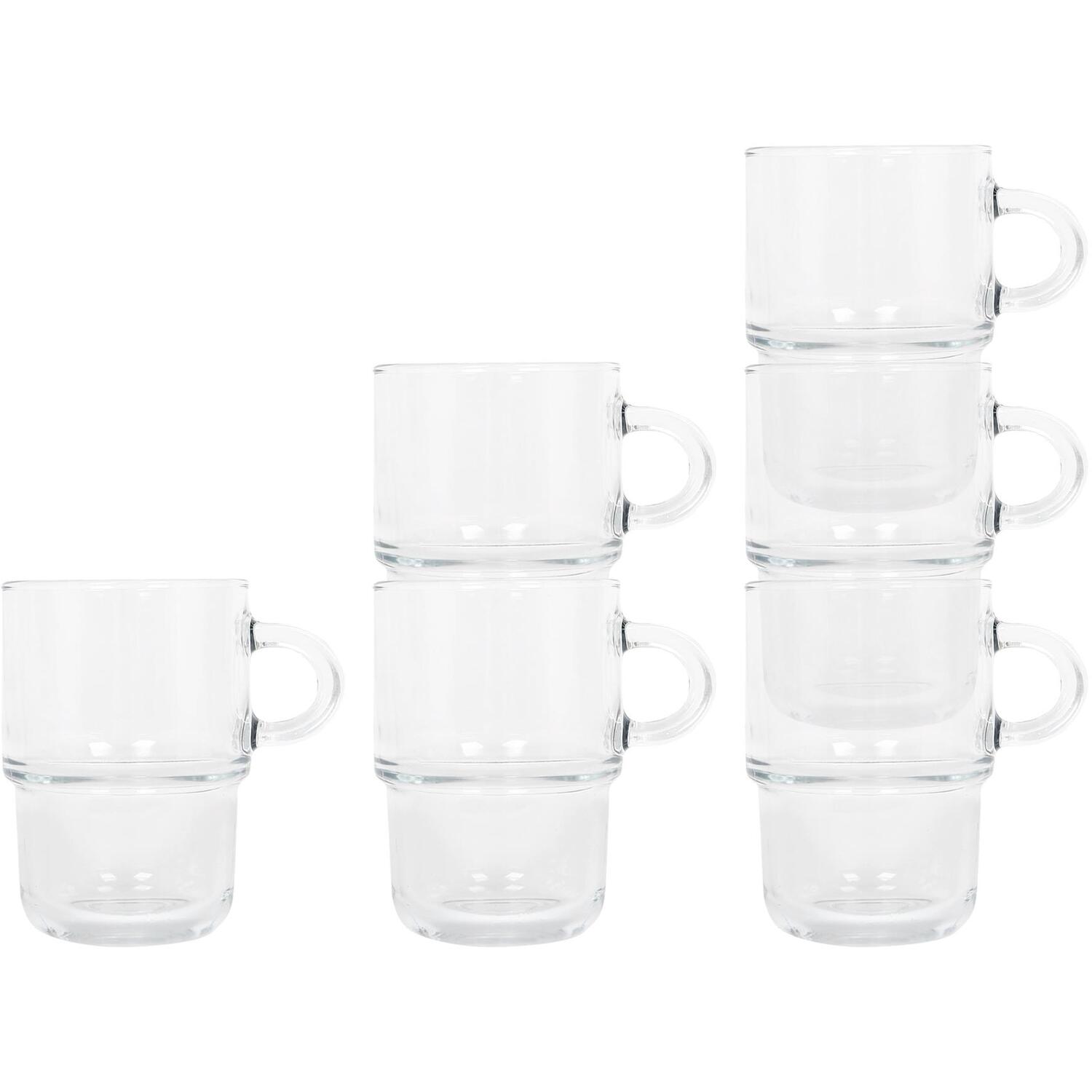 Cozy Stacking Glass Coffee Cups - 350ml - Pack of 6