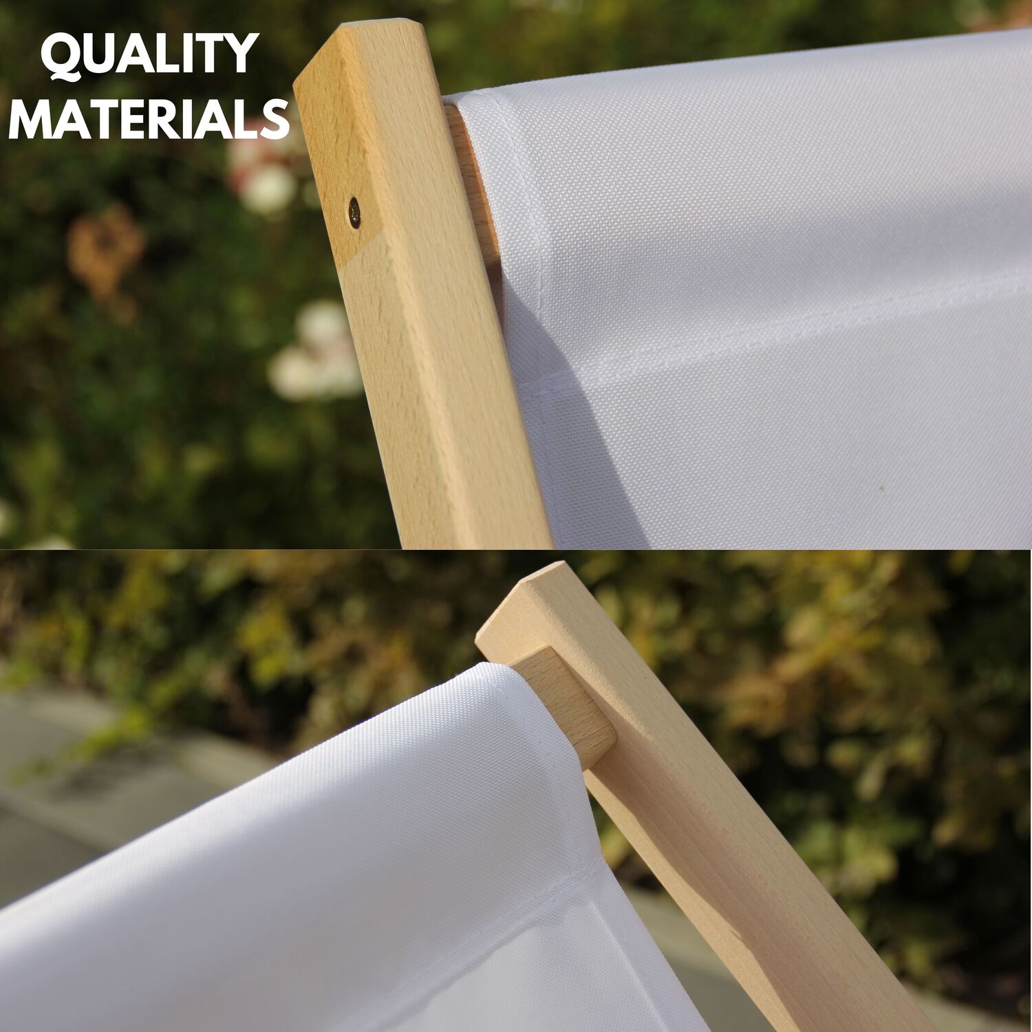 Traditional Folding Wooden Deck Chairs with Canvas Fabric