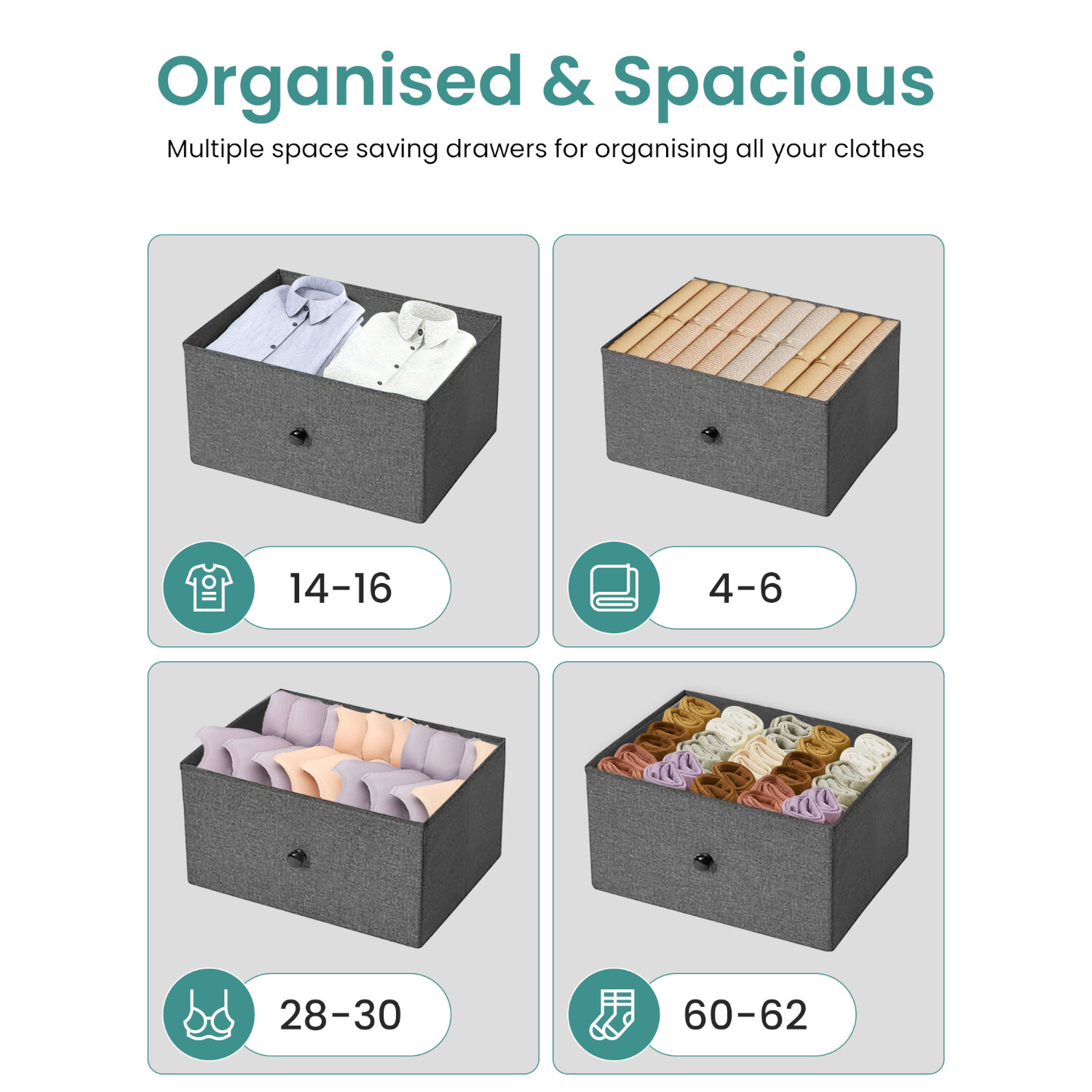 Chest Of Drawers with Metal Frame 10 Large Deep Fabric Drawers ...