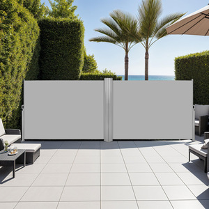 Double-Sided Garden Privacy Screen W Retractable Awnings