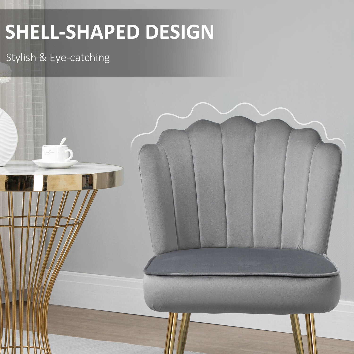 HOMCOM Velvet Shell Luxe Accent Chair