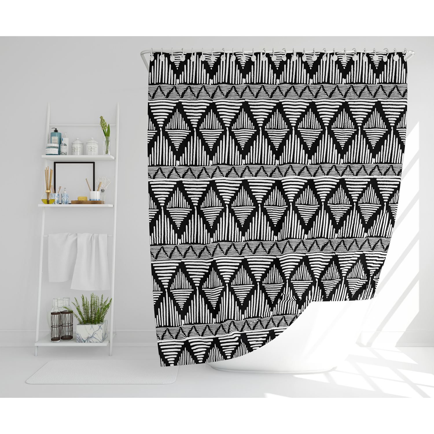 Geometric Line Pattern Shower Curtain
