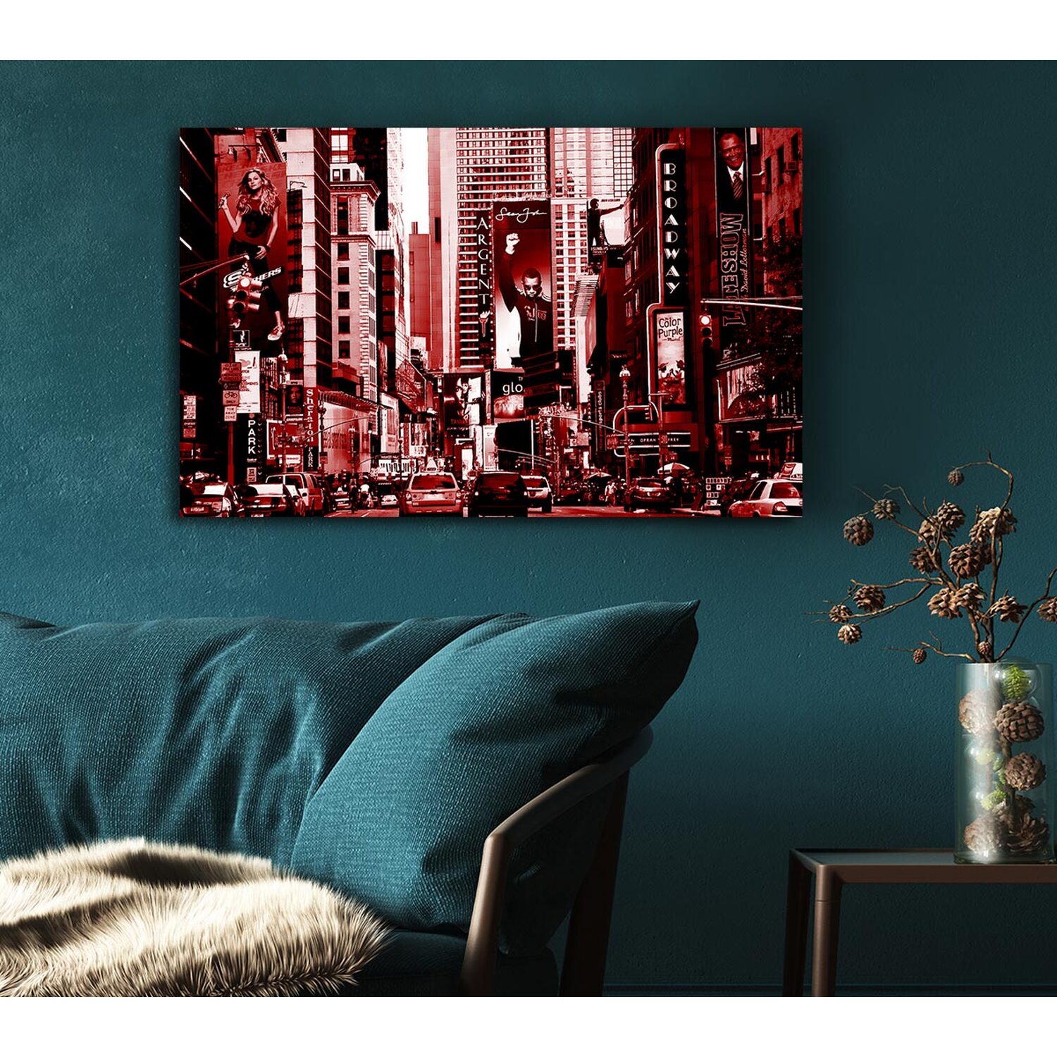 New York City Broadway Red Canvas Print Wall Art