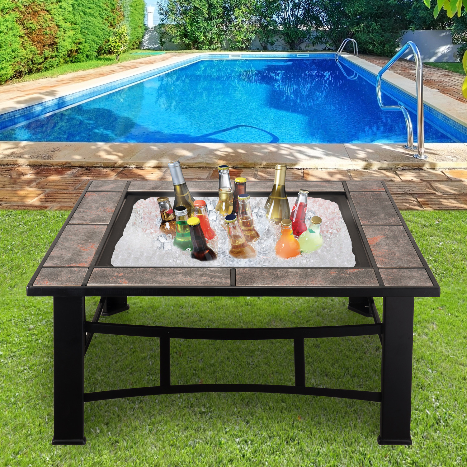 Joseph Outdoor Square Fire Pit BBQ Ice Bucket