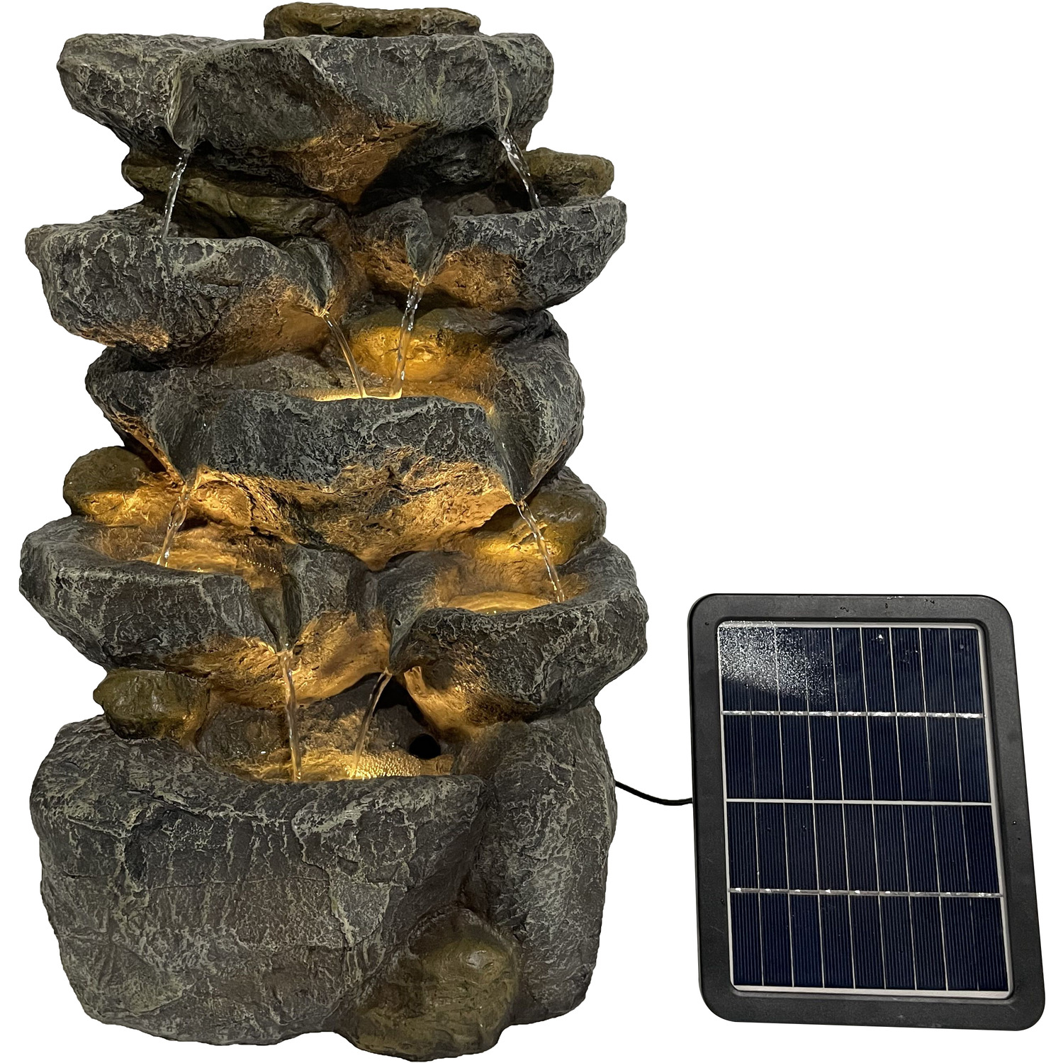 Rock Waterfall 7 Water Bowls with LED Lights