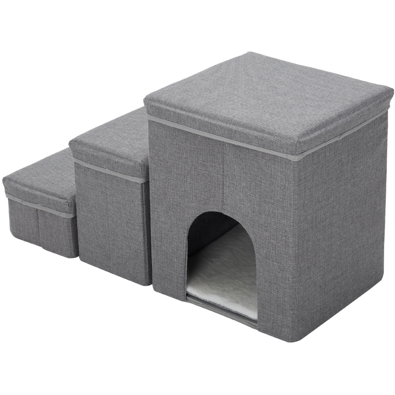 3-Step Foldable Pet Stairs with Nest
