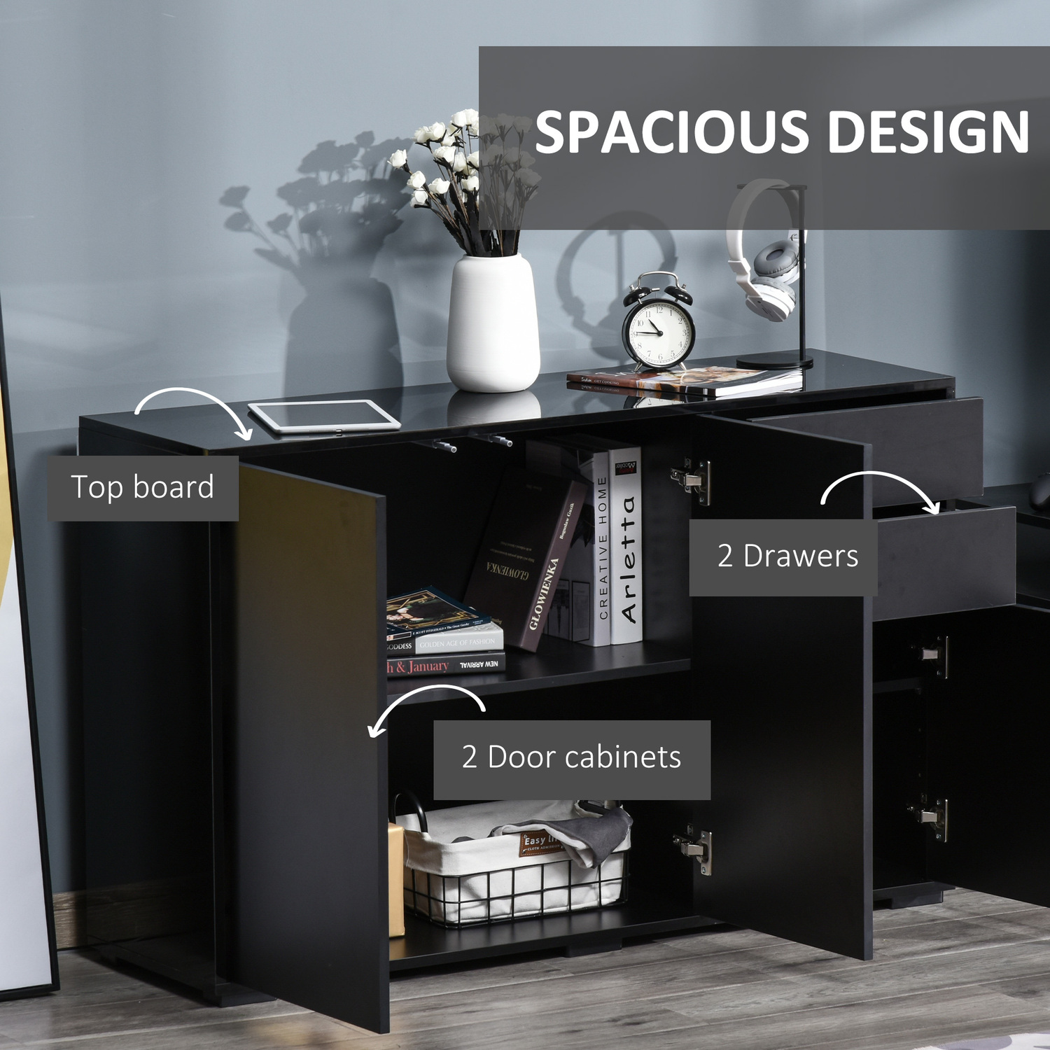 HOMCOM HOMCOM High Gloss Frame Sideboard