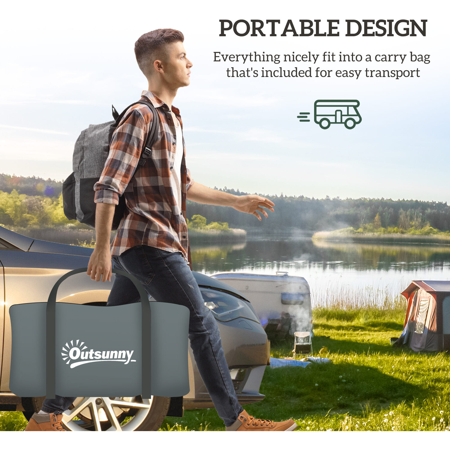 Camping Tent with Waterproof Rainfly Screen Panels
