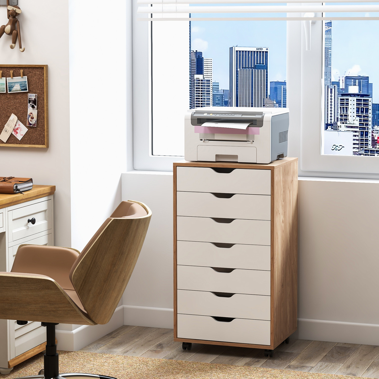 7-Drawer Chest Mobile Lateral Filing Cabinet