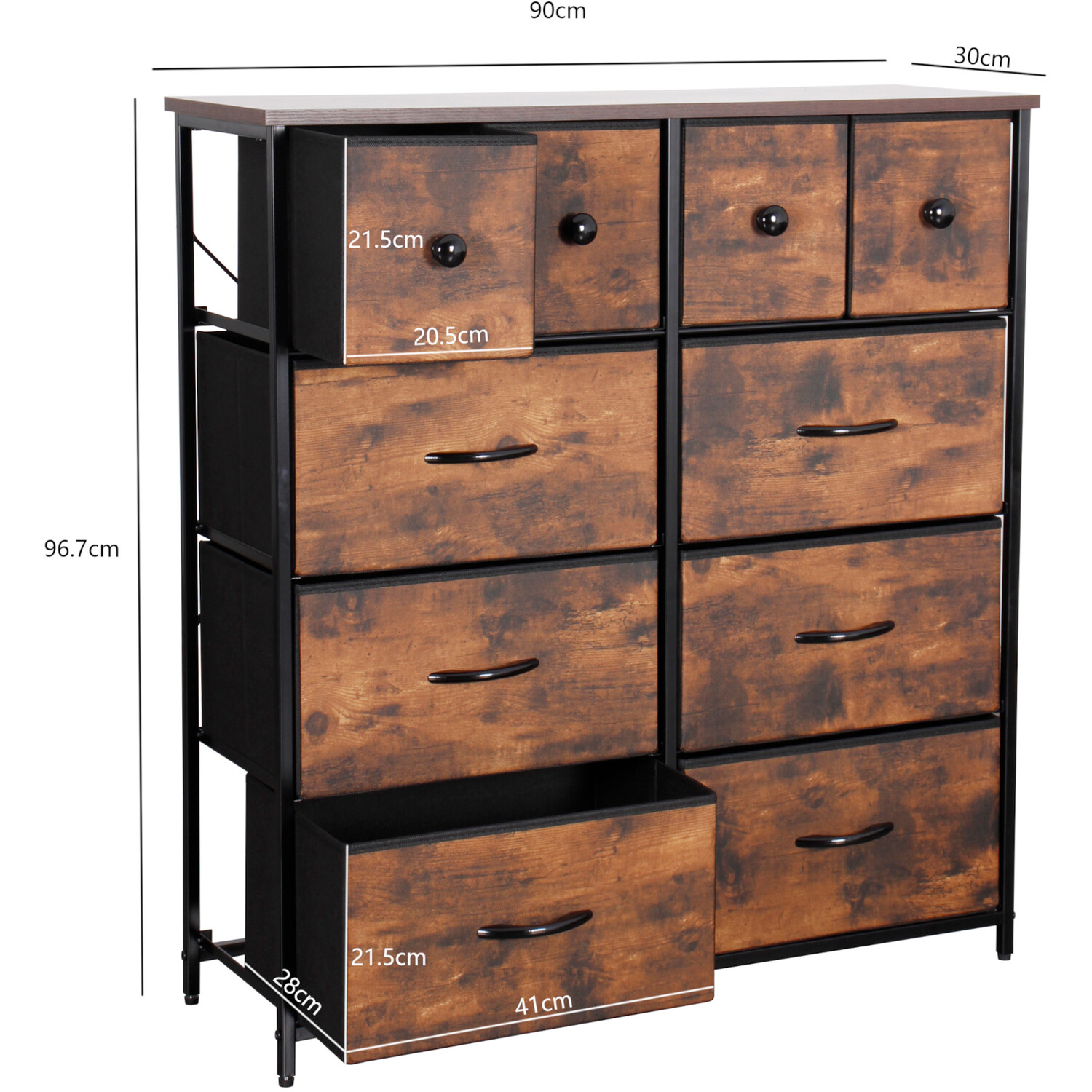 Chest Of Drawers with Metal Frame 10 Large Deep Fabric Drawers ...