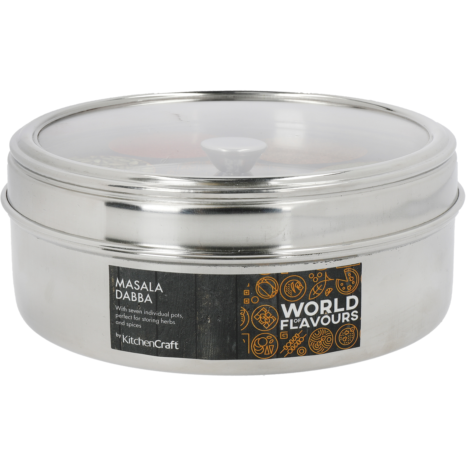 KitchenCraft World of Flavours Indian Stainless Steel Masala Dabba