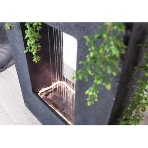 Primrose Trough Rain Effect Water Feature with Planter LED Lights Black ...
