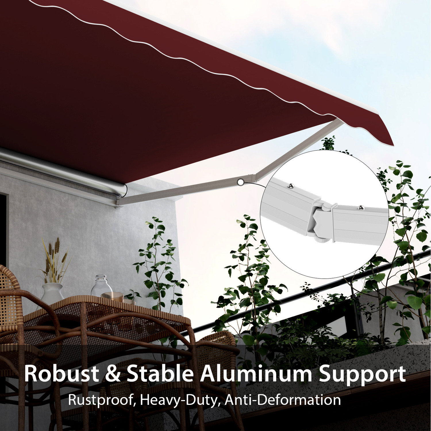 Garden Patio Canopy Retractable Manual Awning