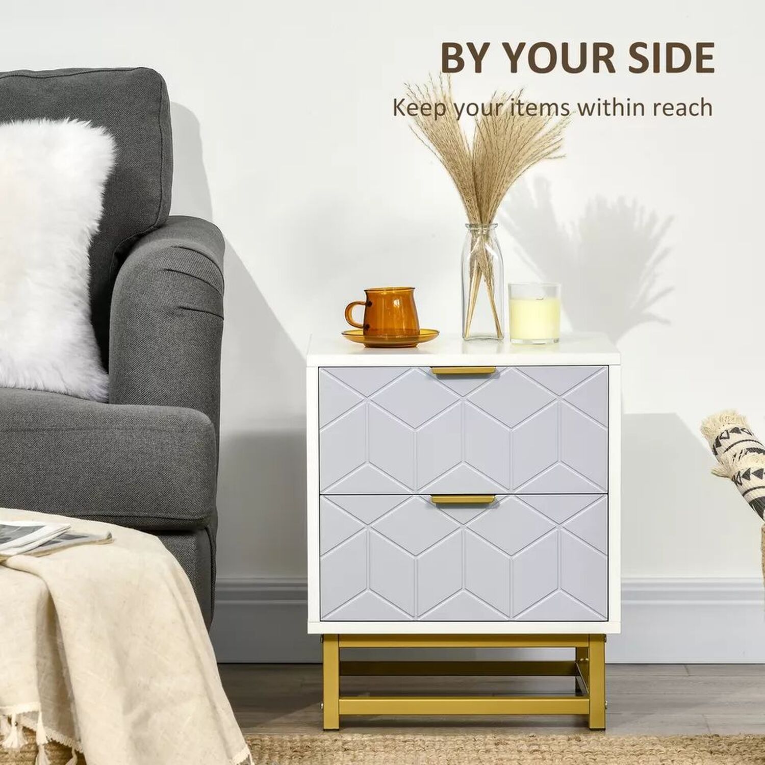 Geo Scandi Bedside Table