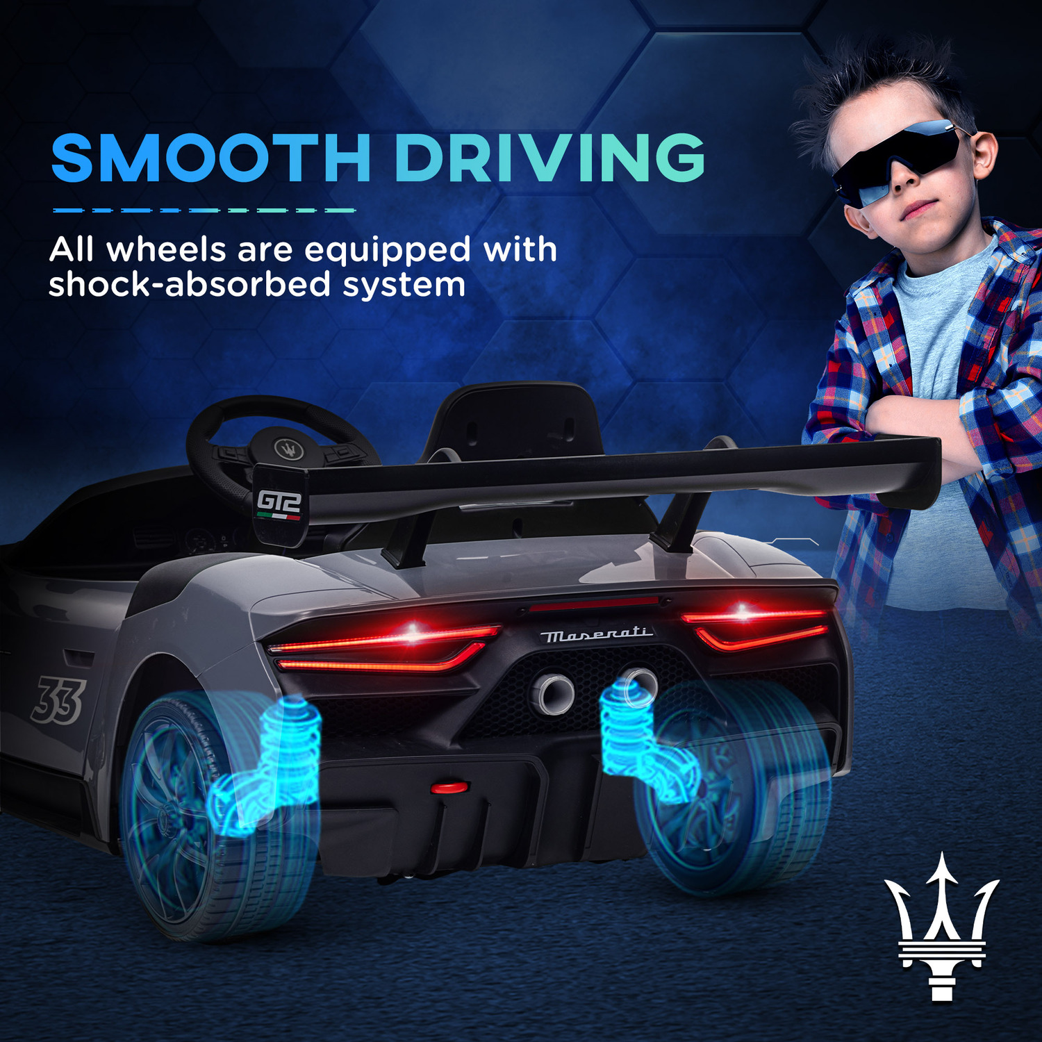 AIYAPLAY Maserati GT2 Licensed 12V Electric Ride on Car with Remote